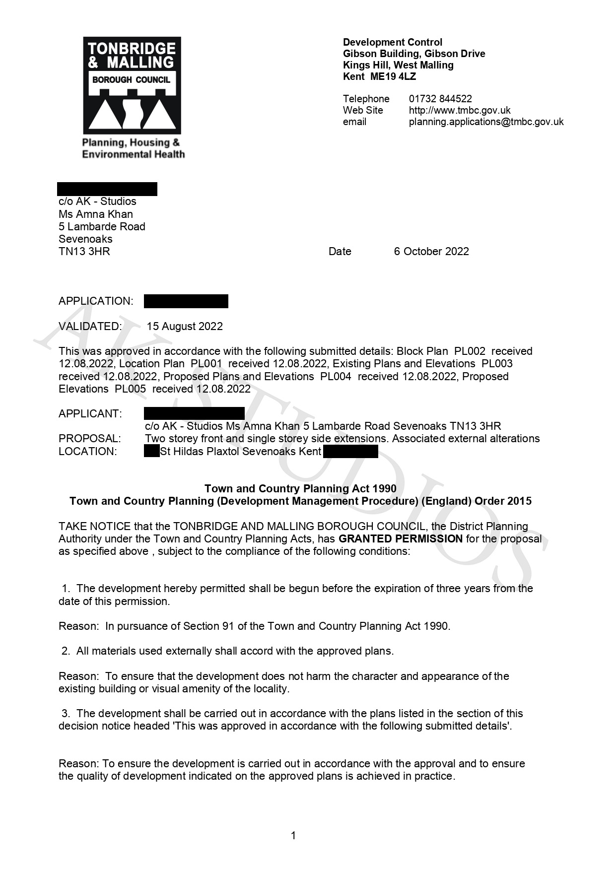 Tonbridge and Malling Borough Council St Hildas Plaxtol Sevenoaks Kent