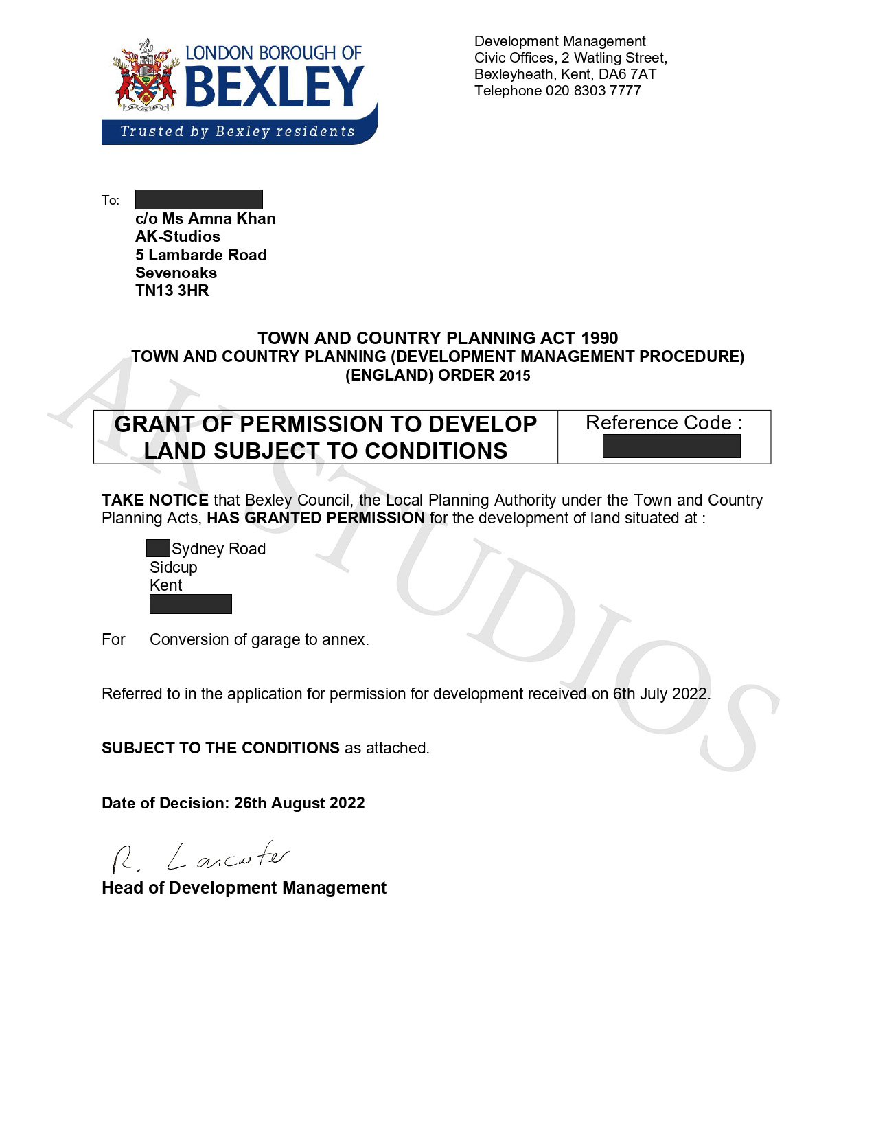 London Borough of Bexley Sydney Road Sidcup Kent